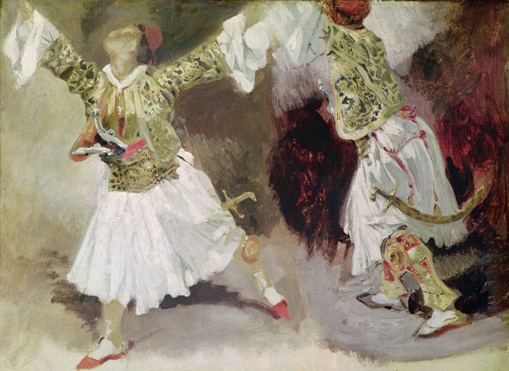 Two Greek Soldiers Dancing (Study of Soliote Dress)